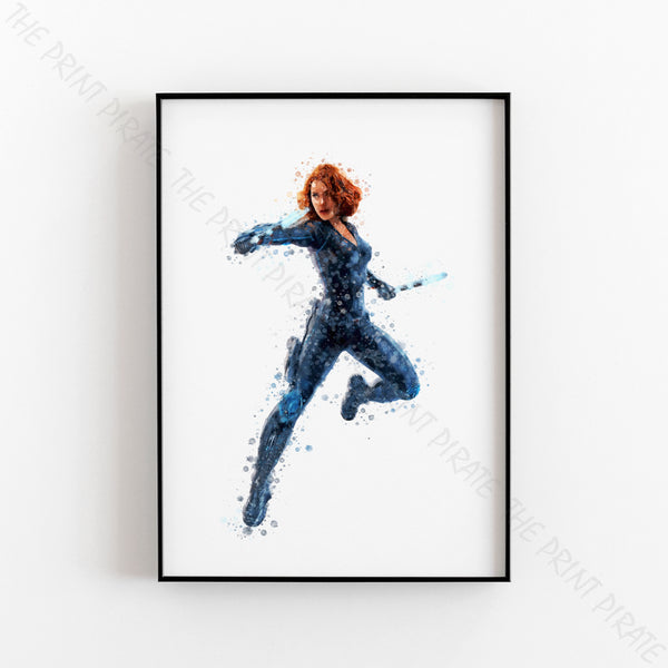 Superhero 'BLACK WIDOW' Marvel Watercolour Splash Wall Art Print – The ...